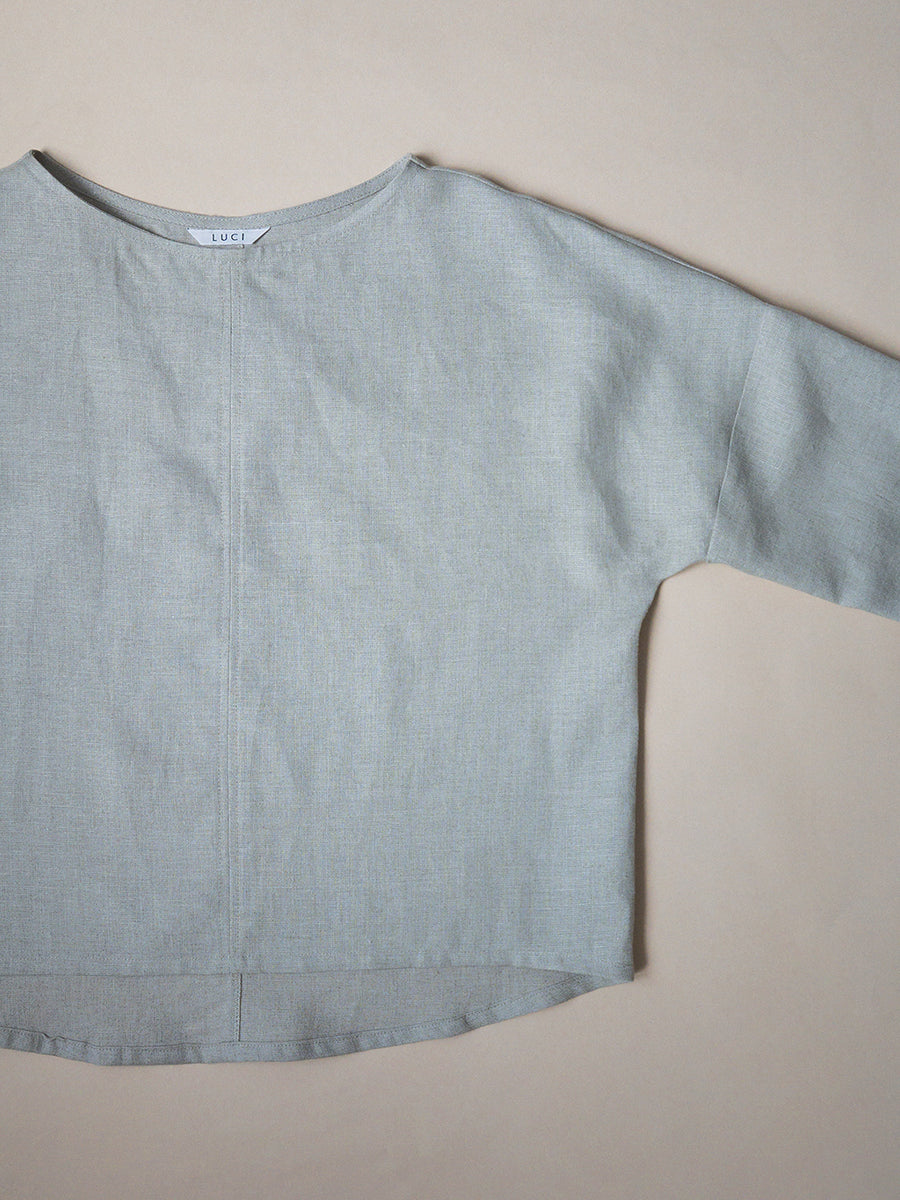 Crop linen tee | long sleeves - 100% linen - 100% lan - lanena bluza – LUCI